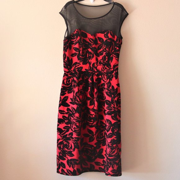 Enfocus Studio | Dresses | Womens Red And Black Floral Dress | Poshmark